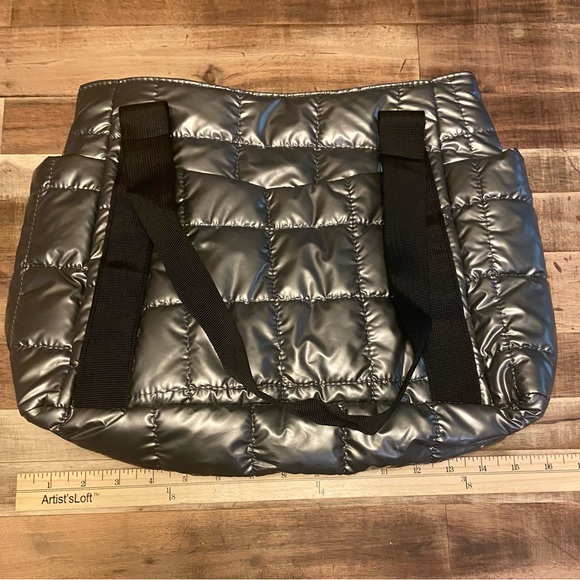 Bags | New Silver Puff Bag Two Side Pockets On The Outside | Poshmark
